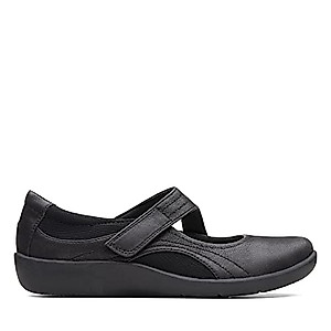 Clarks womens Sillian Bella Mary Jane Flat, Black, 8.5 Wide US