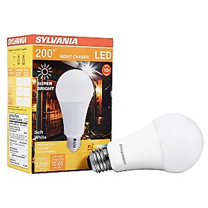 SYLVANIA Night Chaser LED A21 Light Bulb, 200W = 22W, Non-Dimmable, Damp Rated, 3000 Lumens, Soft White - 1 Pack (40584)