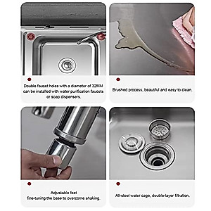 Indoor kitchen Stainless Steel sink,utility commercial sink with faucet,Outdoor garage sink,1 Compartment,Industrial station laundry & utility room sinks,with storage rack,for restaurant,Basement. (