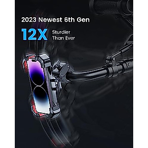 JOYROOM Motorcycle Phone Mount, [1s Auto Lock][100mph Military Anti-Shake] Phone Holder for Bicycle, [10s Quick Install] for Handlebar Mount, Compatible with iPhone 15 Pro, Samsung, All Cell Phone