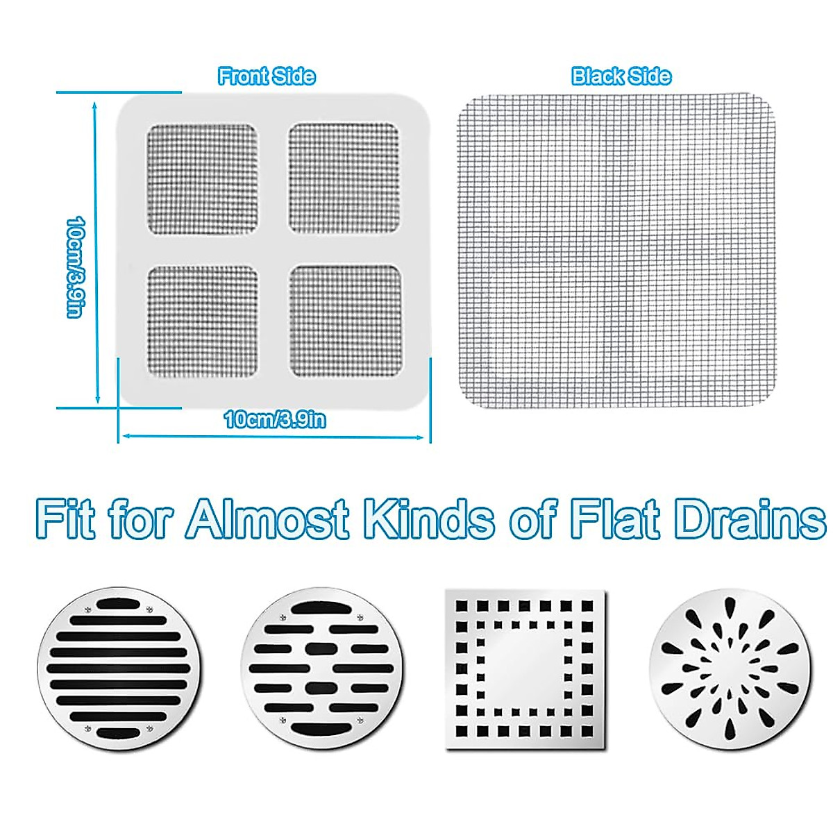 HANTAQ 50 Pack Disposable Drain Strainers, Invisible Hair Catcher, Shower Drain Cover Stickers, Sink Drain Mesh Strainer for Bathtub Bathroom Laundry Kitchen
