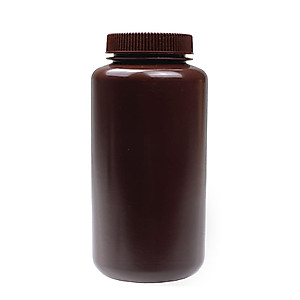 United Scientific Supplies 33466 | Laboratory Grade HDPE Wide Mouth Amber Reagent Bottle | Designed for Laboratories, Classrooms, or Storage at Home | 1,000mL (1L) Capacity | Pack of 6