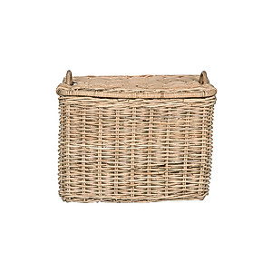 Rattan Core Rectangular Storage Basket with Lid, Natural, Large