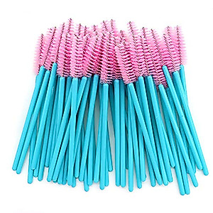 300 Pack Disposable Mascara Wands Eye Lash Brushes Eyelash Extension Tool Makeup Brush Kit, Blue/Pink