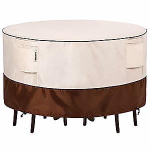 Bestalent Patio Furniture Covers Waterproof for Table ,Round Outdoor Table and Chair Set Covers 94" DIAx23 H,Brown