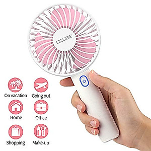 OCUBE Mini Handheld Fan,Small Personal Portable Hand Held Fan with 7 Color LED Light Base,Operated USB Rechargeable Desk Fan,3 Speeds Electric Lash Fan for Makeup (Pink)