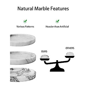 Natural Marble Round Vanity Tray 10", Decorative Tray for Bathroom Kitchen, Jewelry Ring Dish Holder, Perfume Organizer