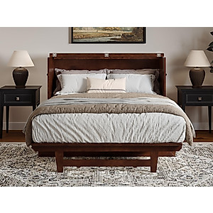 AFI, Sienna Full Murphy Bed Chest with Built-in Charger, Walnut