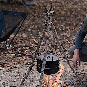 MOOLIGIRL Camping Tripod Board, Stainless Steel Portable Campfire Tripod with Adjustable Hang Chain, for Hanging Cookware Perfect Accessories for Outdoor Cooking (Silver)