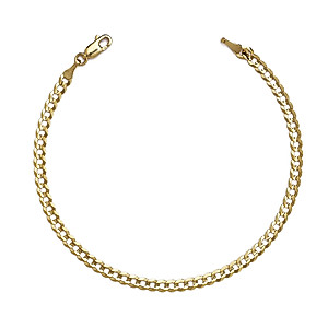 Floreo 10k Yellow Gold 4mm Solid Curb Cuban Chain Ankle Bracelet Anklet for Women, 11 Inch
