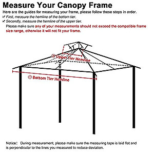 Yescom 12'x12' Canopy Top Replacement Beige for 2-Tier Harbor Gazebo GFS01250A Patio Cover Y01212T01