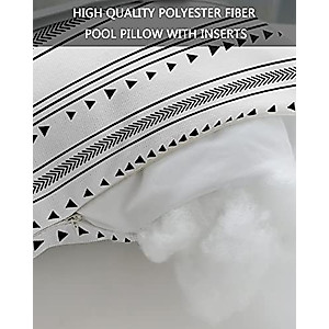 Recliner Head Pillow Ledge Loungers Chair Pillows with Insert Boho Triangle Stripes Geometric Black Lumbar Pillow with Adjustable Strap Outside Patio Decorative Garden Cushion for Bench Couch, 2 PCS