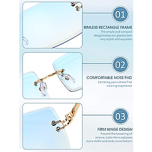 10 Pairs Rimless Sunglasses Rectangle 90s Retro Sunglasses Trendy Y2k Sunglasses Frameless Square Glasses Eyewear for Men Women (Romantic Color)