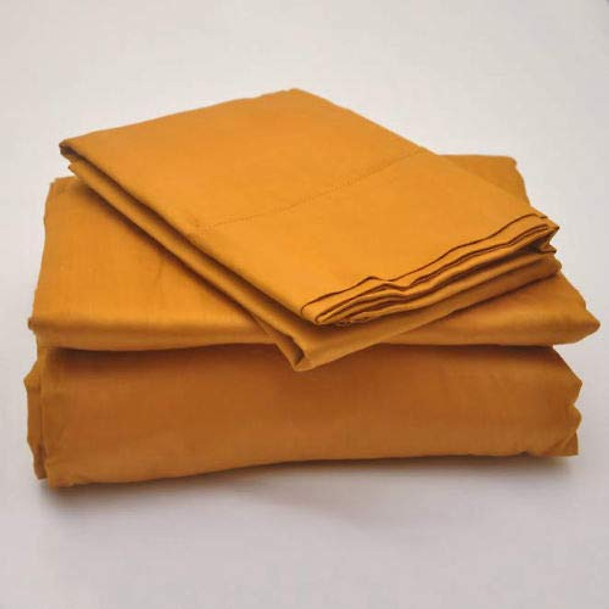 White House Linen 4-PCs Bed Sheet Set 500 TC 100% Egyptian Cotton Quality Solid Gold Color, Twin Size Fits Pockets 6" Depth (36" x 72" + 6")