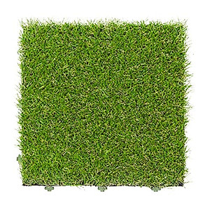 Waterproof Outdoor Turf Grass for Pets Indoor/Outdoor 1x1 Artificial Grass Tile Set for Backyard, Patio, Garage, 1' x 1', Green