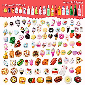 150 Pieces Miniature Food Dollhouse Miniature Food Drink Bottle Toy Assorted Pretend Foods Dollhouse Accessories Mixed Resin Kitchen Food Toy Hamburger Cake Ice Cream Pizza Bread for Adults Teenagers