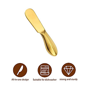 HUIGT Golden Stainless Steel Butter Knife Multipurpose Cheese and Butter Spreader Knive Condiment Knives, Cheese Knife for Home Kitchen Use (4 Pcs), 5.3inch*1inch (A004)