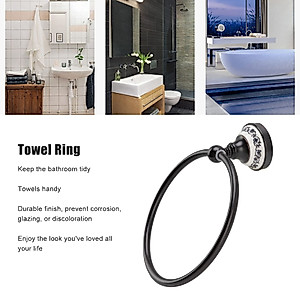 Towel Rings, Bathroom Wall Mounted Round Towel Rack Black Antique Round Towel Holder Bath Hand Towel Rack for Home
