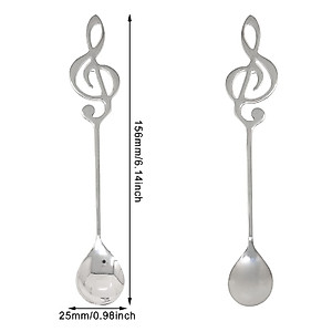 Honbay 6PCS Stainless Steel Coffee Spoons Musical Note Mixing Teaspoons Small Dessert Ice Cream Spoons for Home, School, Office or Restaurant (6.14")