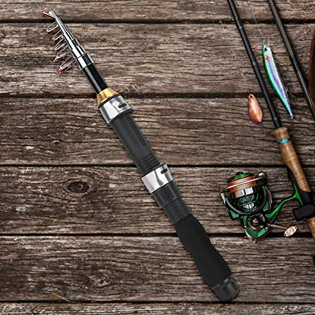 OUKENS Fishing Rods and Accessories Fishing Rod, Small Sea Pole Portable Short Pole Ice Fishing Rod Mini Sea Fishing