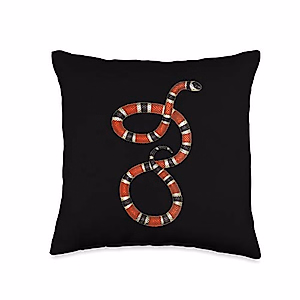 Coral Snake vintage Serpent Red Black Coral Snake Educational Vintage Throw Pillow, 16x16, Multicolor