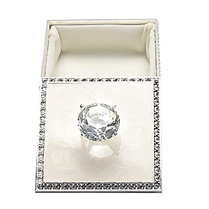 LASODY Diamond Crystal Jewelry Storage Box for Rings Earrings Necklace Treasure Chest Organizer Jewelry Keepsake Gift Box Case for Girl Women (Diamond Square Silver Plater White)
