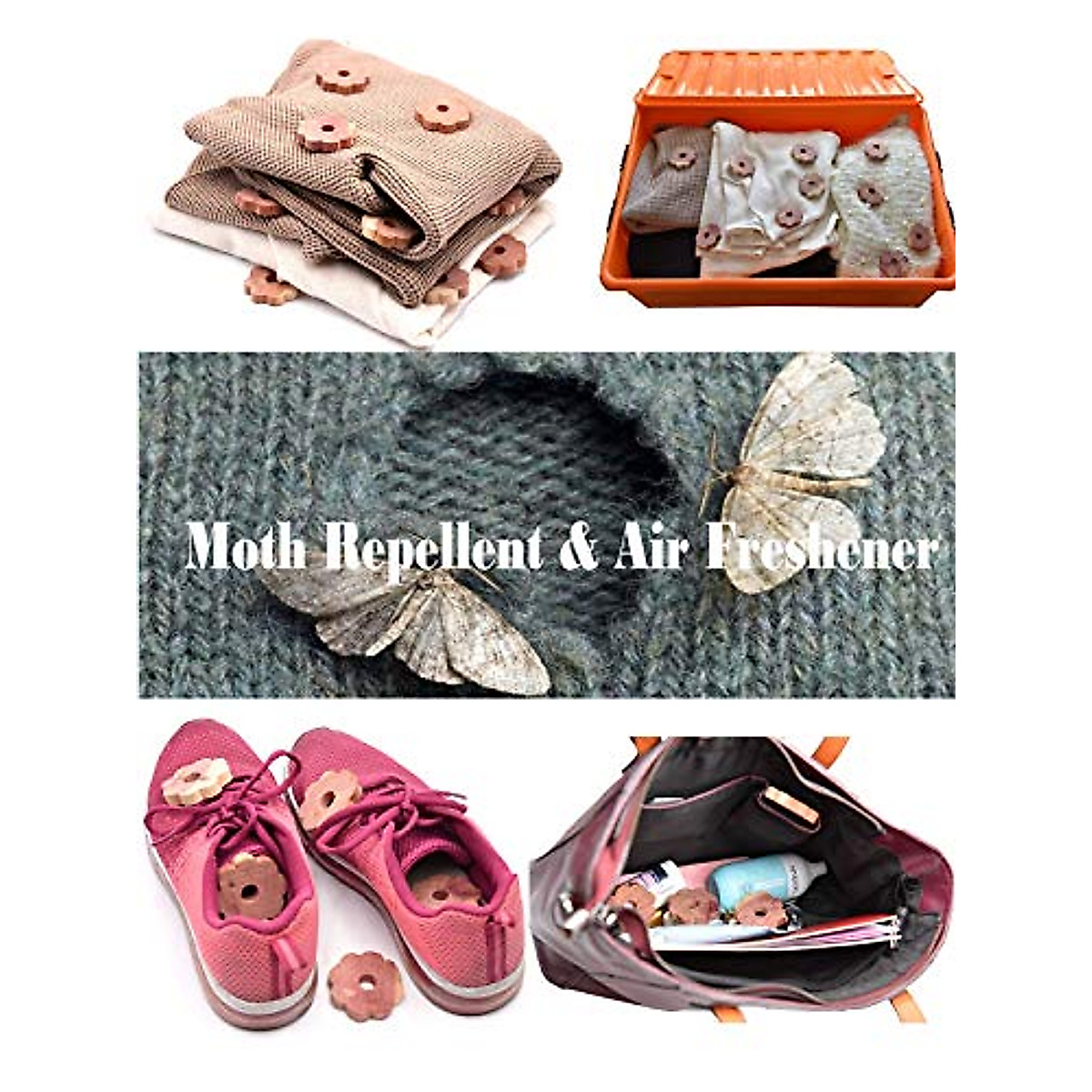 Venxic Cedar Rings for Hangers Red Cedarwood Blocks Clothes Storage Freshener Drawers Accessories [40 Pack]