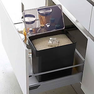 Yamazaki Industries 5424 Airtight Rice Bin, 22.0 lbs (10 kg), Measuring Cup Included, Black, Approx. W 12.0 x D 7.8 x H 12.2 inches (30.7 x 19.7 x 31.2 cm), Tower, Moisture and Oxidation Prevention