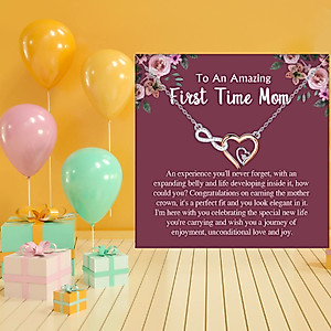 MYOSPARK Mommy To Be Gift New Mom Necklace First Time Mom Message Card Jewelry Baby Announcement Jewelry Gift (First Time Mom Card NL)
