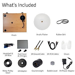 Fluance RT85 Reference High Fidelity Vinyl Turntable Record Player with Ortofon 2M Blue Cartridge, Acrylic Platter, Speed Control Motor, High Mass MDF Wood Plinth, Vibration Isolation Feet - Bamboo