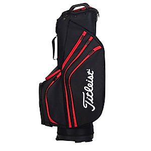Titleist Cart 14 Lightweight Golf Bag, Black/Black/Red