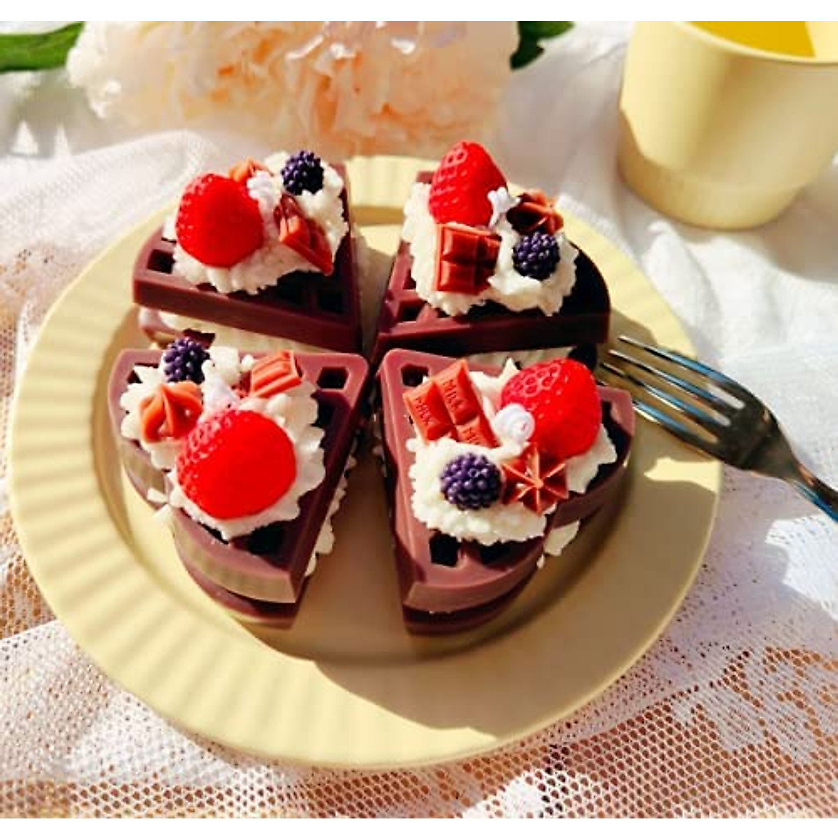 Waffle Cake Shaped Decorative Chocolate Scented Candle Romantic Home Fragrance Candles Birthday