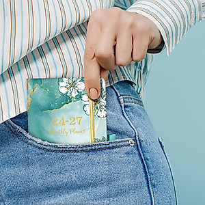 2024-2027 Pocket Planner - Pocket Planner (36-Month) with 60 Notes Pages, July. 2024 - June. 2026, 6.6" x 3.9", 3 Year Monthly Planner with Contacts, Pen Holder, Back Pocket with Thick Paper - Green