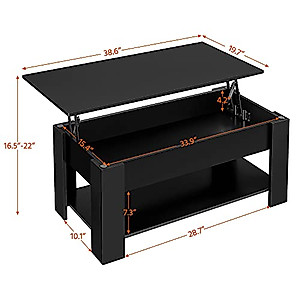 Yaheetech Modern Living Room 3 Pieces Table Sets, Lift Top Coffee Table and End Table Sets for Home and Office, Easy Assembly Accent Furniture with Hidden Compartment and Open Storage Shelf, Black