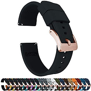 20mm Black - BARTON Elite Silicone Watch Bands - Rose Gold Buckle Quick Release