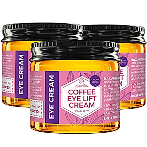 Leven Rose Lifting Coffee Eye Cream with Caffeine 1 oz - Natural Solution for Dark Circles and Puffiness - Firming Anti-Aging Under Eye Treatment