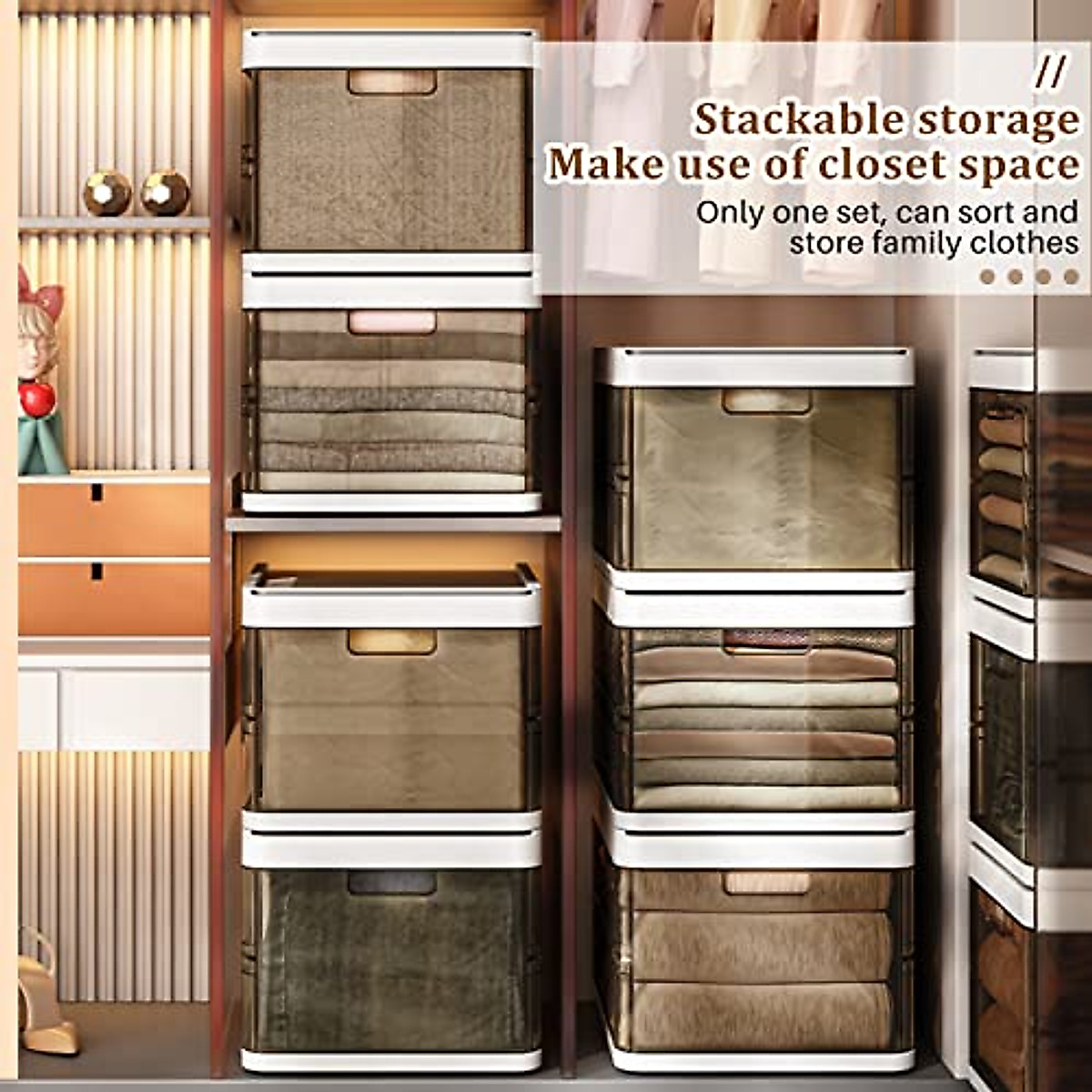 3 Pack Stackable Plastic Storage Bins with lid