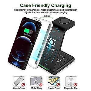 Alpharan Wireless Charger,3 in 1 Wireless Charging Station,Fast Charging Stand Dock for Apple Watch Series,AirPods,iPhone 14 13 12 11 Pro Max X XR XS 8 Plus with QC 3.0 Adapter by Alpharan (Black)