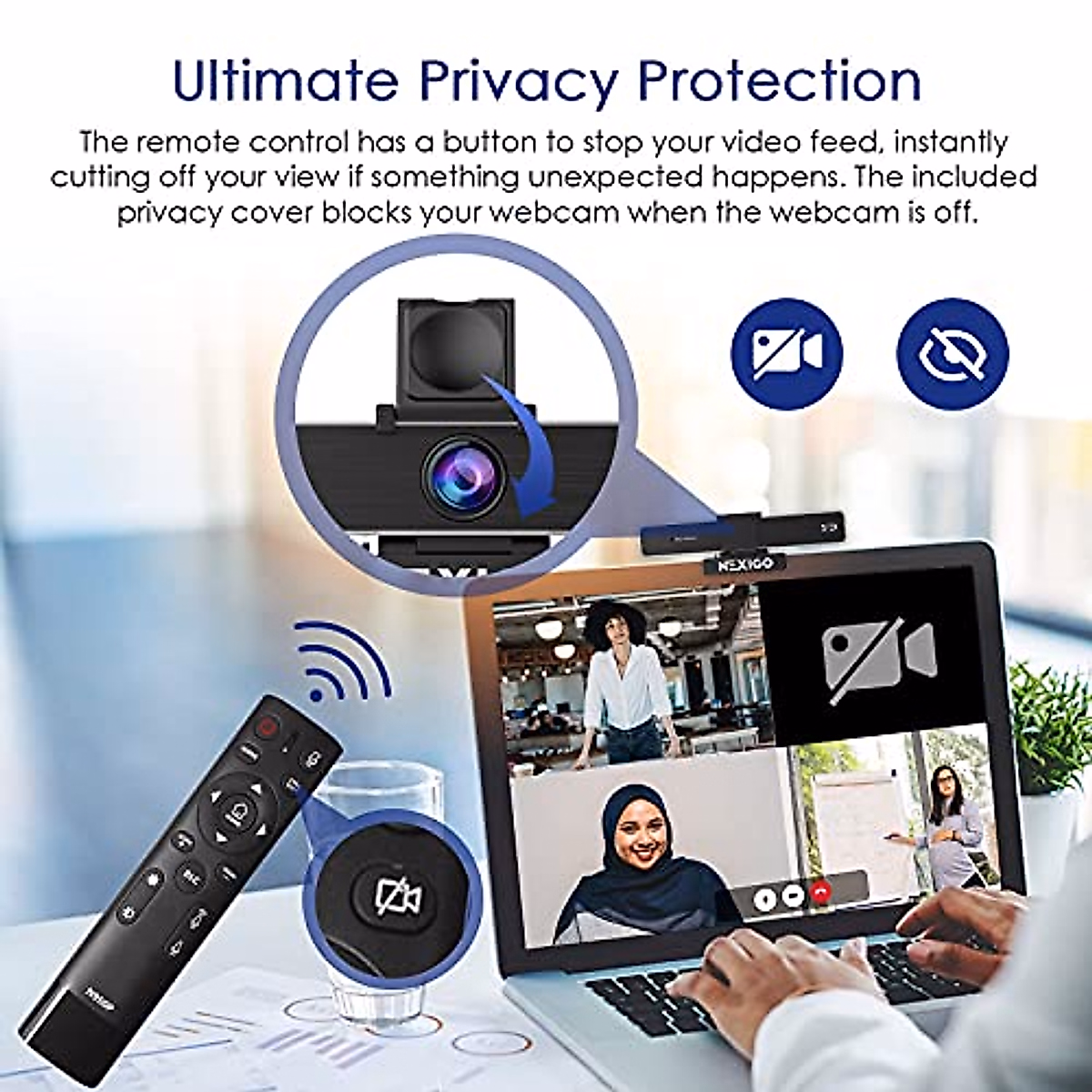 NexiGo Zoom Certified, N950P 4K Zoomable Webcam with Remote Control, Sony_Starvis Sensor, 5X Digital Zoom, Pro Web Camera with Dual Stereo Mics, for Zoom Skype Teams Twitch