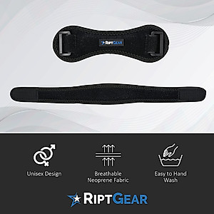 RiptGear Patella Tendon Support Strap - Adjustable Patella Knee Strap - Patellar Stabilizing Knee Compression Strap for Knee Pain - Tendon Strap for Jumpers Knee, Running and Sports (Black (1 Pack))