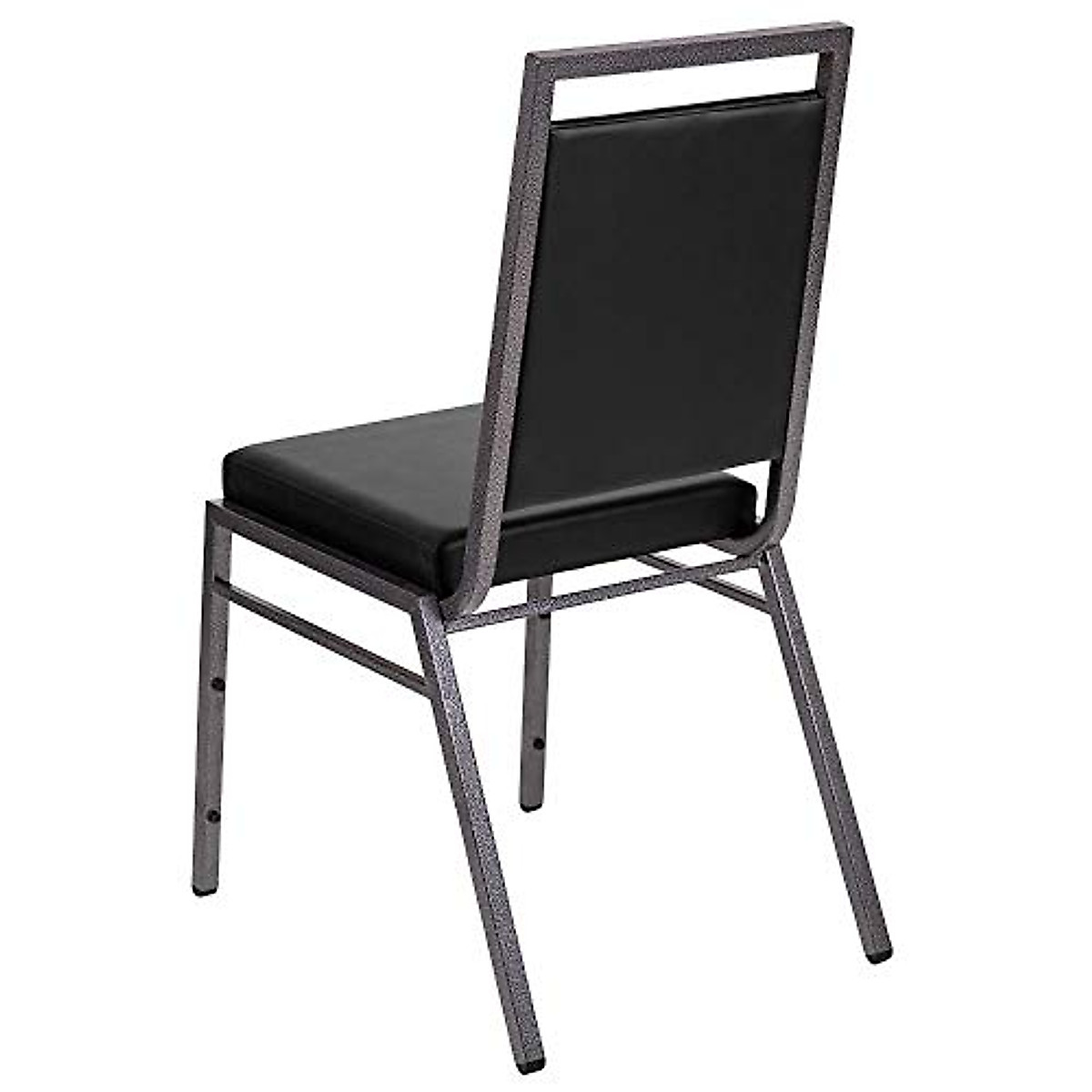Flash Furniture 2 Pack HERCULES Series Square Back Stacking Banquet Chair in Black Vinyl with Silvervein Frame