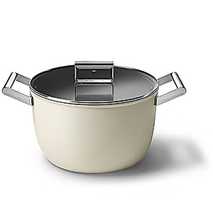 Smeg Cream 8-Quart 10-Inch Casserole Dish with Lid