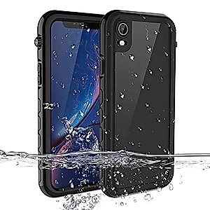 MIZUSUPI iPhone XR Waterproof Case Underwater Full Sealed IP68 Certified Waterproof Case Dustproof Snowproof Shockproof Cover with Built-in Screen Protector for iPhone XR 6.1 inch Black