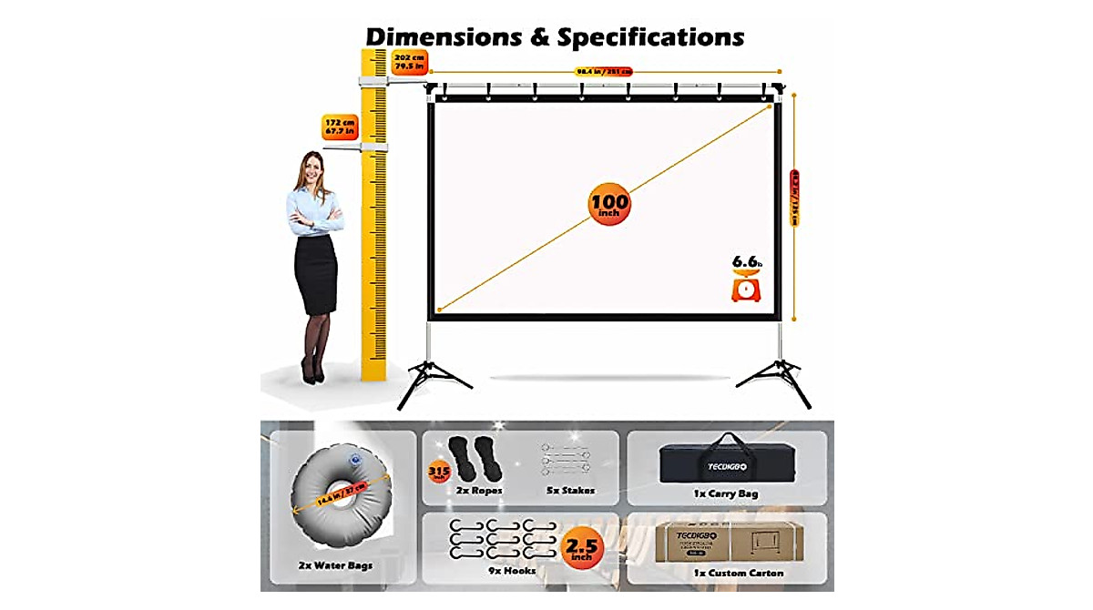 Outdoor 100-inch HD Projector Screen for Home & Outdoors