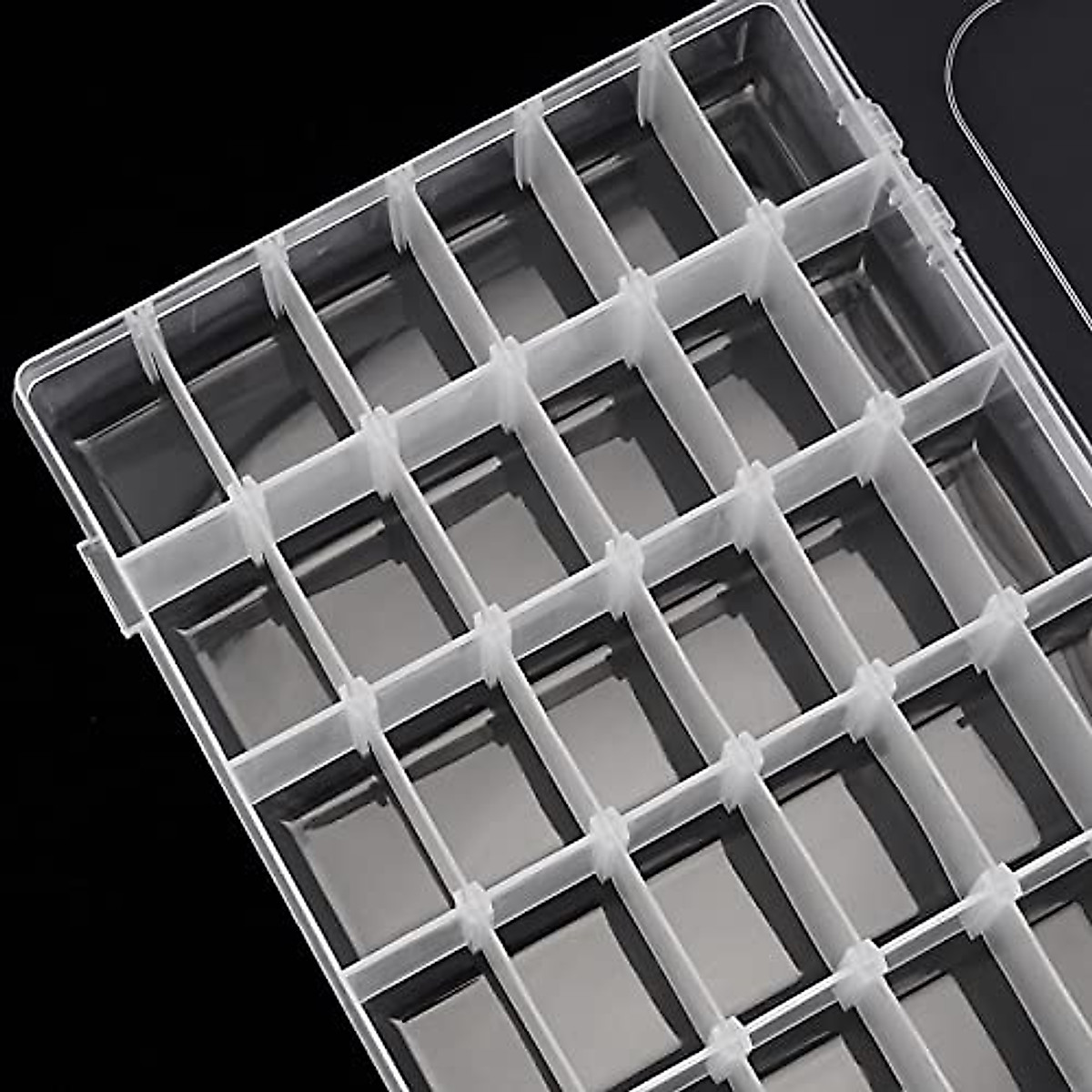 MOUYAT 6 Pack 36 Grids Clear Plastic Organizer Boxes, Adjustable Plastic Craft Jewerly Organizer Storage Boxes with Compartments, Bead Storage Containers for Jewelry Art DIY Crafts Small Parts