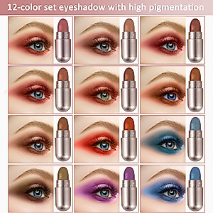 Boobeen 12 Colors Eyeshadow Palette High Pigmented Brighten Eyeshadow Set Blush Highlighting Powder Makeup Set Natural Eye Shadow Kit For Beginners