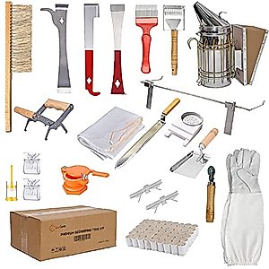 BeeCastle Beekeeping Supplies 22PCS Beekeeping Tools Kit, Bee Keeping Supplies-All Tools Kit Bee Keeping Starter Kit for Beginners and Professional Beekeepers