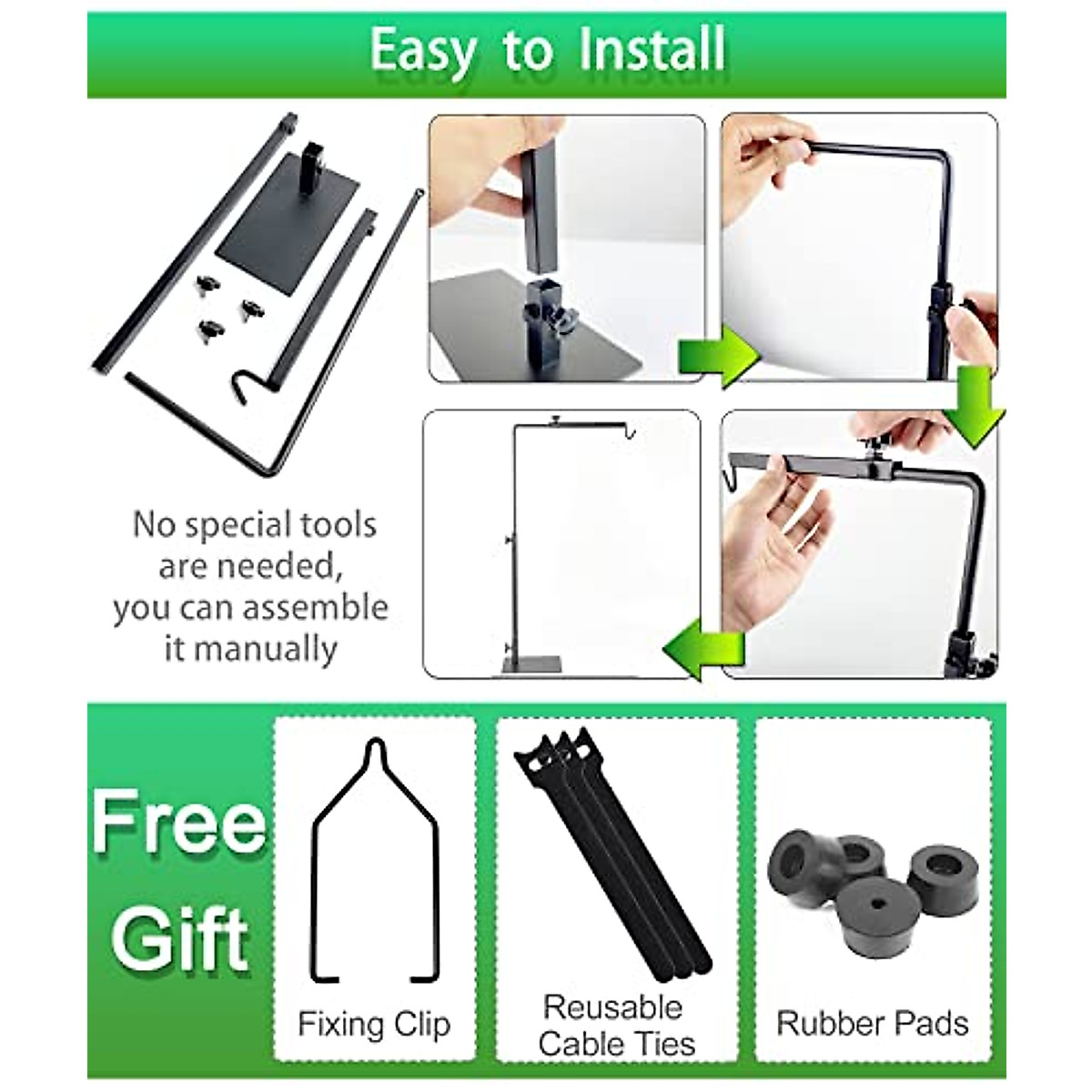 Reptile Tank Heat Lamp Stand Aquarium Stand - Reptile Terrarium Heat Light Stand - Adjustable Metal Heat Lamp Holder, Used for Amphibians, Lizards, Gecko, Tortoise, Snakes, Bearded Dragon, Chicks, etc