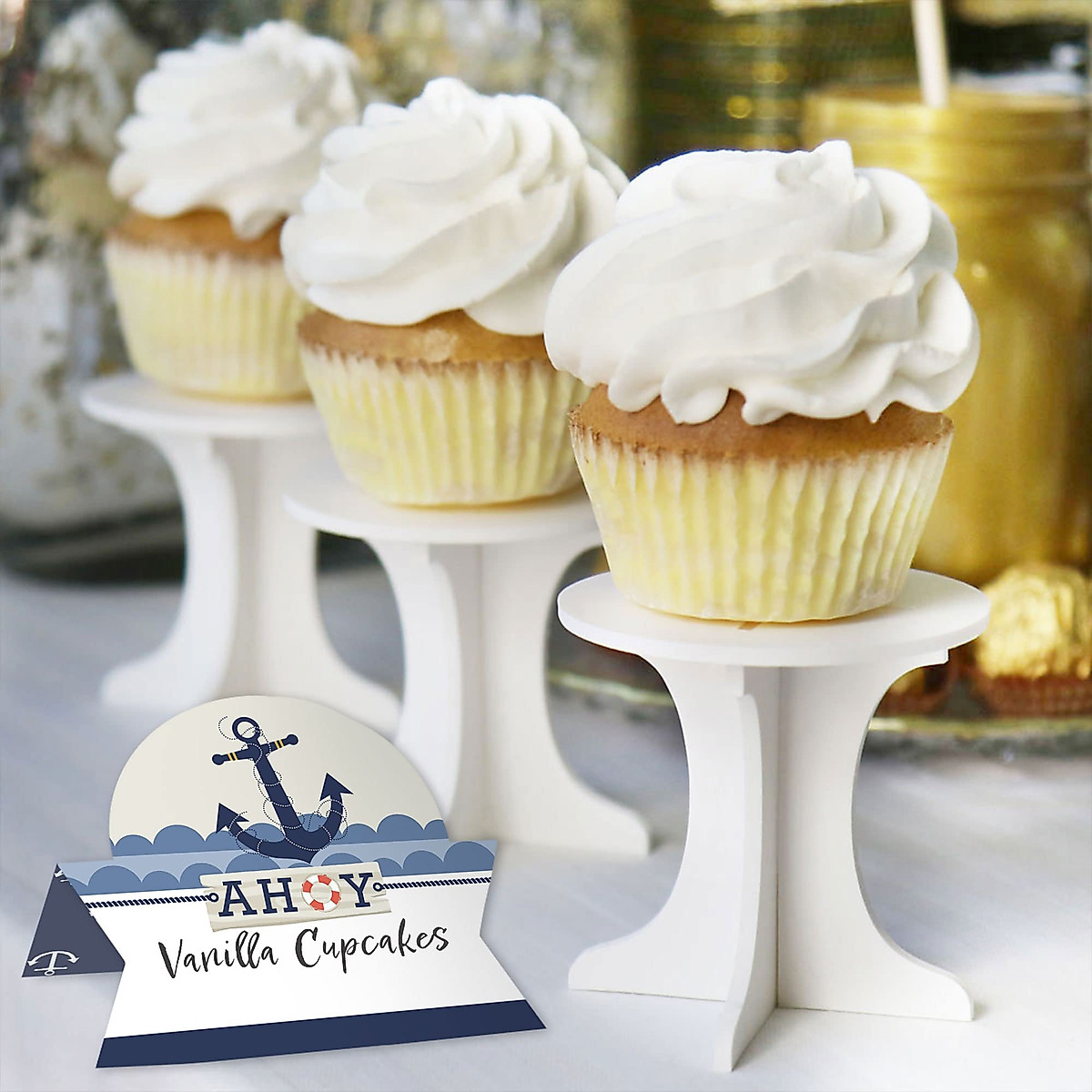 Big Dot of Happiness Ahoy - Nautical - Baby Shower or Birthday Party Tent Buffet Card - Table Setting Name Place Cards - Set of 24