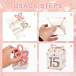 Qonmpcvu 50PCS 15th Birthday Box 13" 15th Birthday Party Favor Boxes Quinceanera Party Decorations Mis Quince Anos, Sweet 15 Birthday 15th Birthday Box Decoration Rose Gold For Guest Party